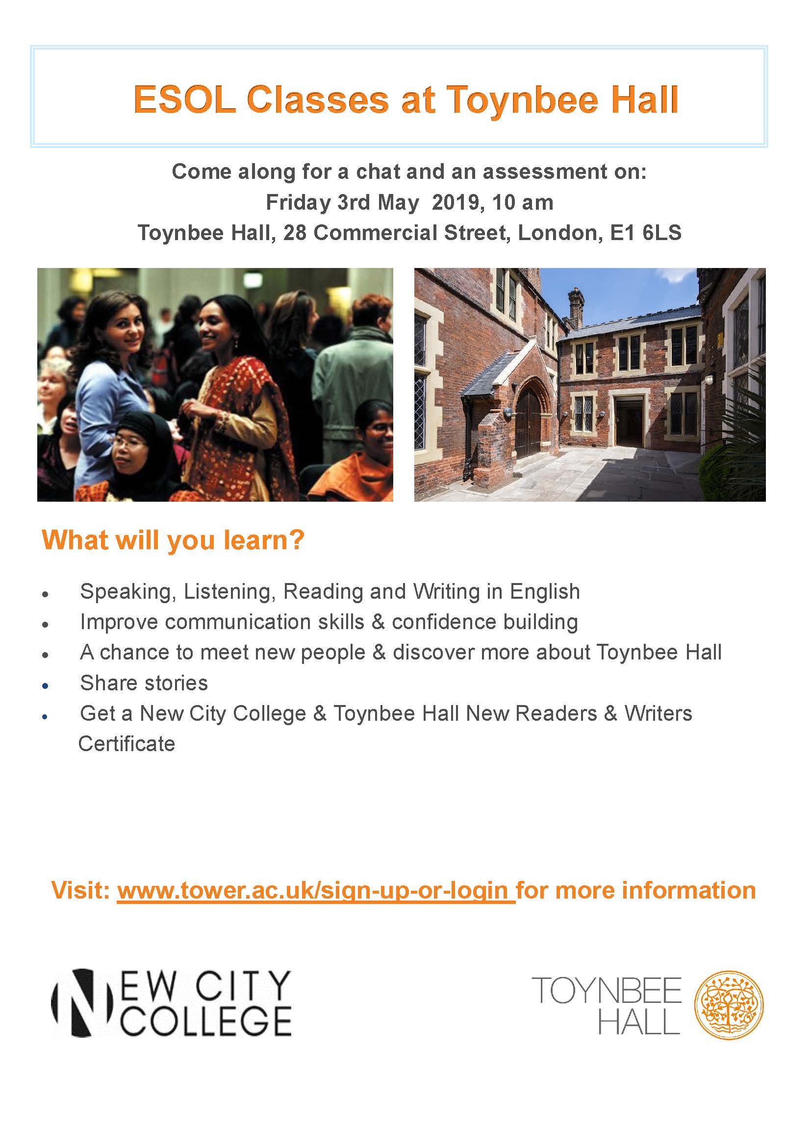 ESOL course starting at Toynbee Hall - Toynbee Hall